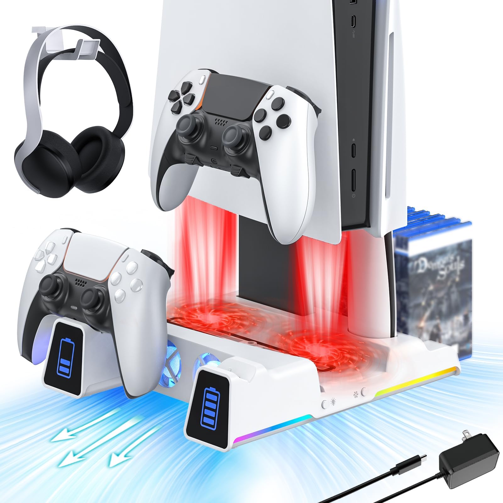 Amazon.com: Cooling Stand Compatible with PS5, Cooling Station for PS5 ...