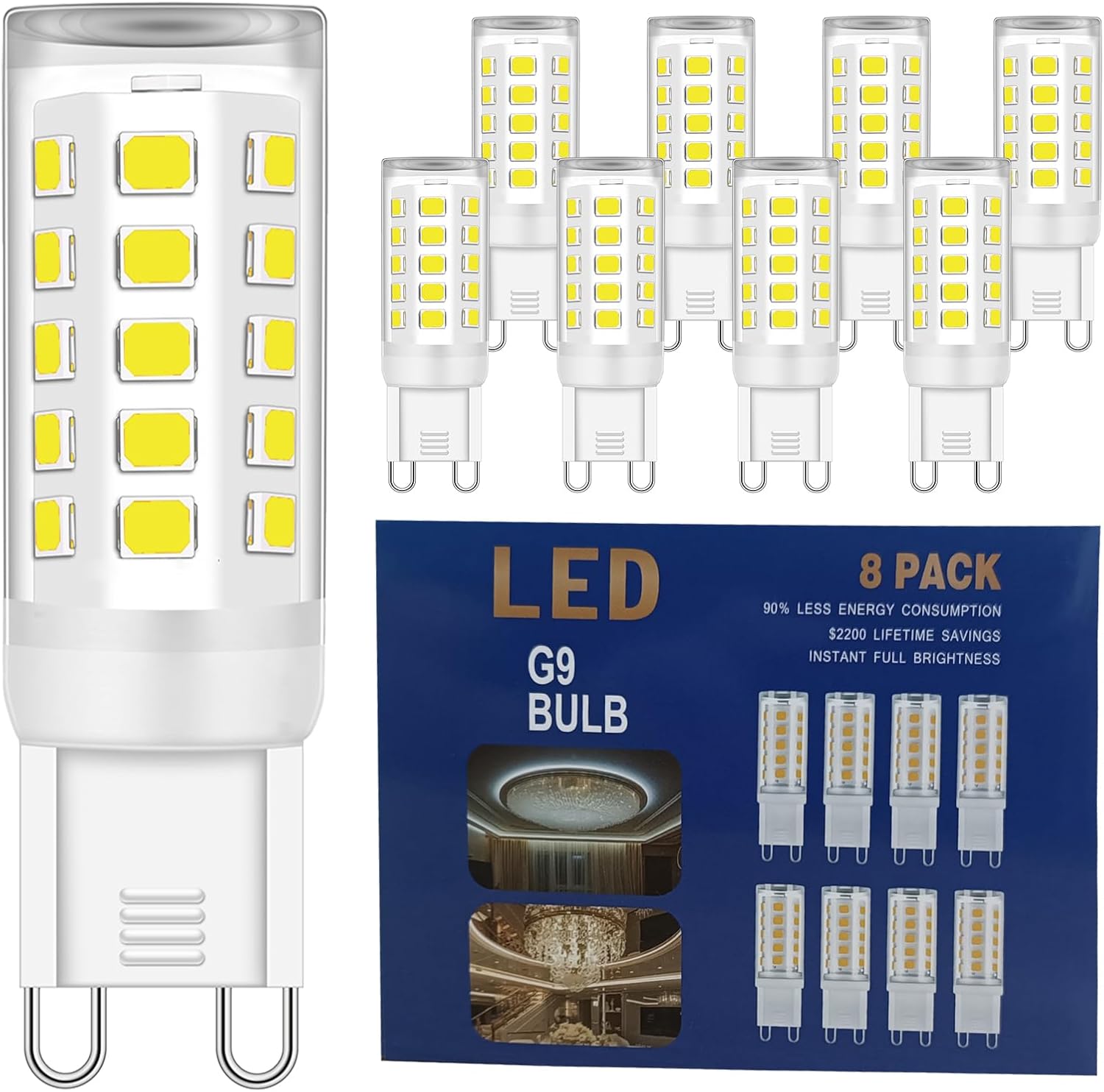 Amazon.com: G9 LED Bulb 4W (40W Halogen Equivalent Bulbs) 8 Pack, No ...