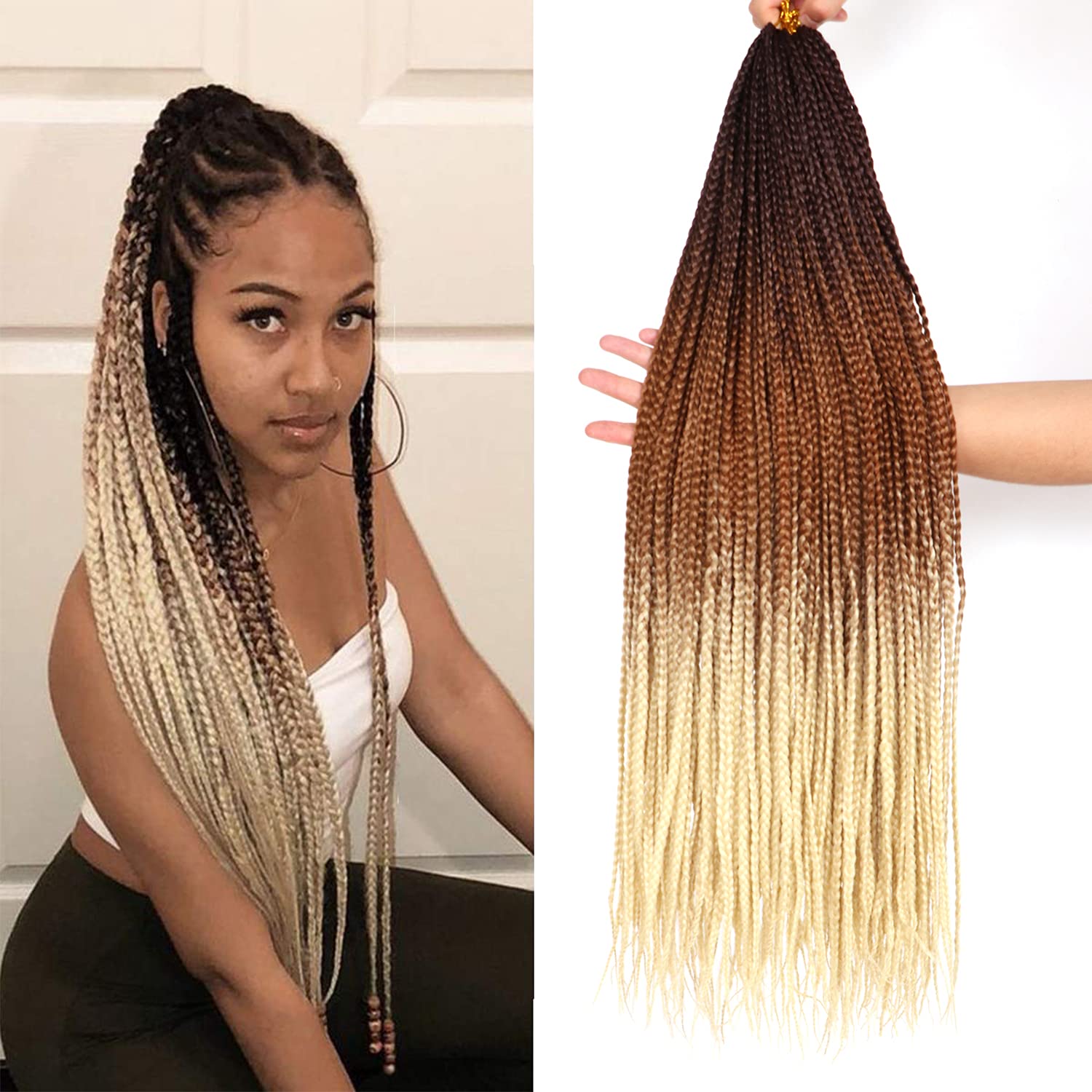 Buy 7 Packs 26 Inch Goddess Box Braids Crochet Hair Prelooped Crochet ...