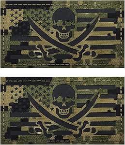 Amazon.com: 2 PCS AliPlus America Pirate Flag Patches Jolly Rodger American Flag Patches IR ...