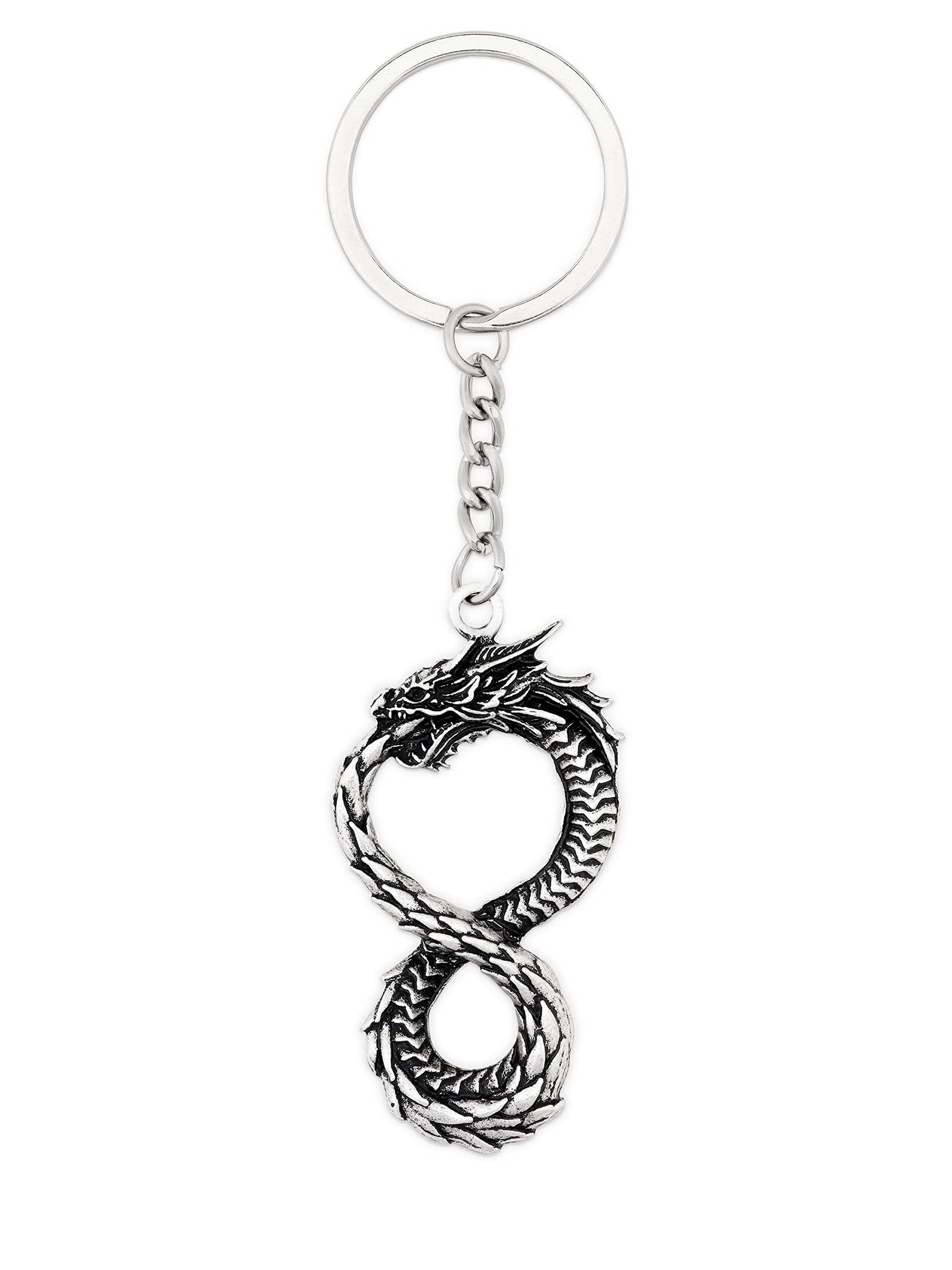 HAQUIL Vintage Ouroboros Dragon Keychain, Antique Medieval Dragon ...