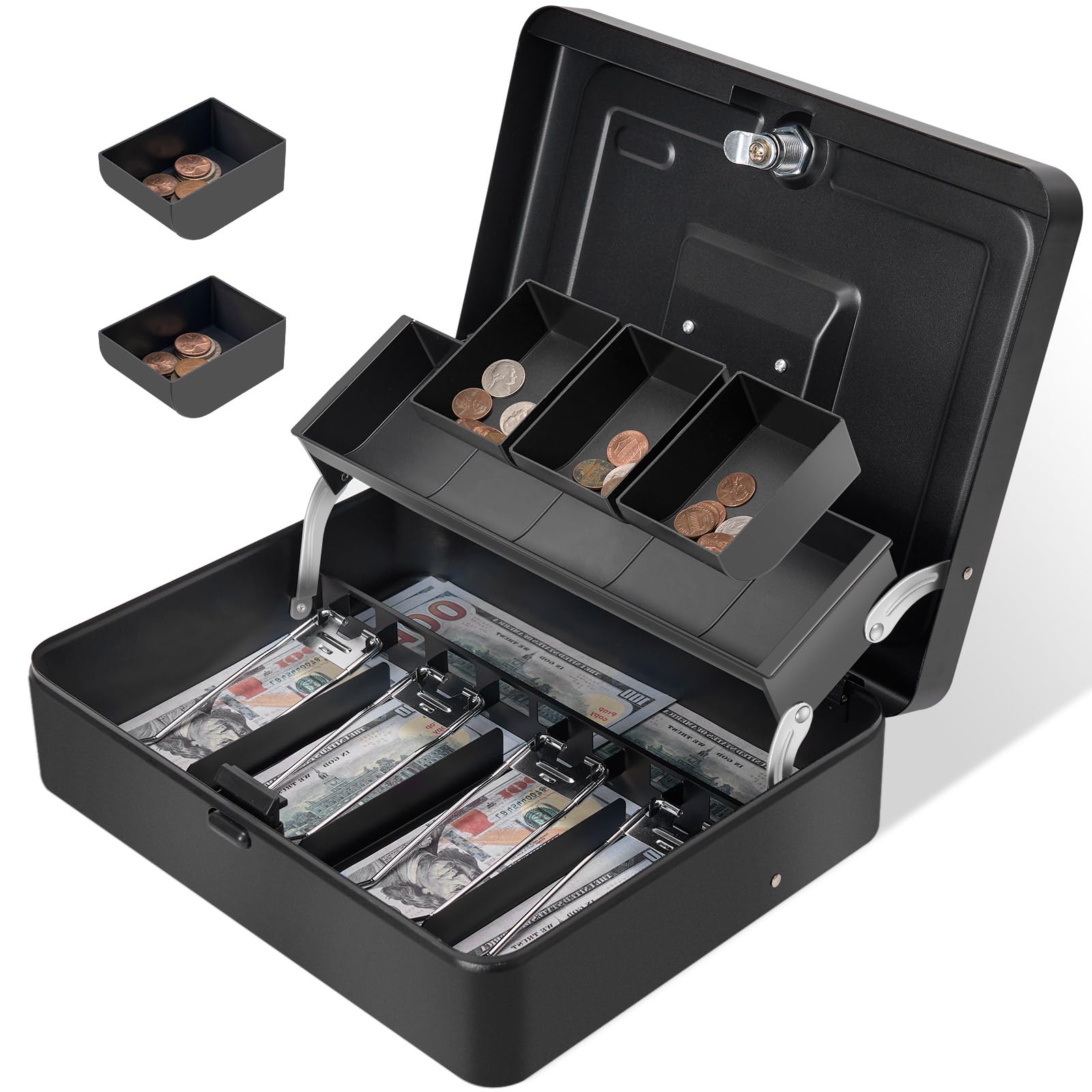Amazon.com: Sgorlds Cash Box Key Lock on Top, 11.8L x 9.5W x 3.5H ...