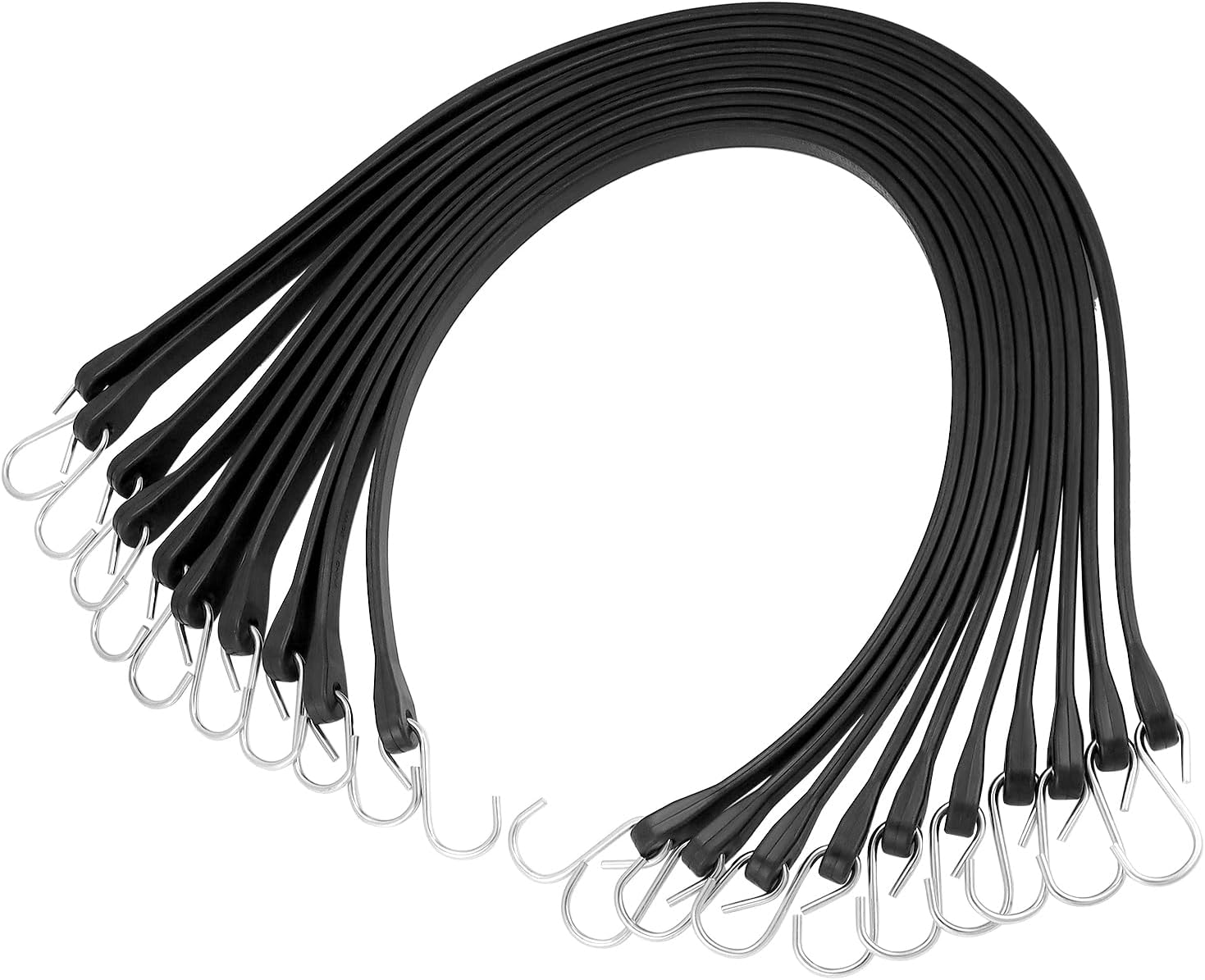 QWORK 50 Pack 31" Adjustable Tarp Straps, Black Rubber Bungee Cords ...