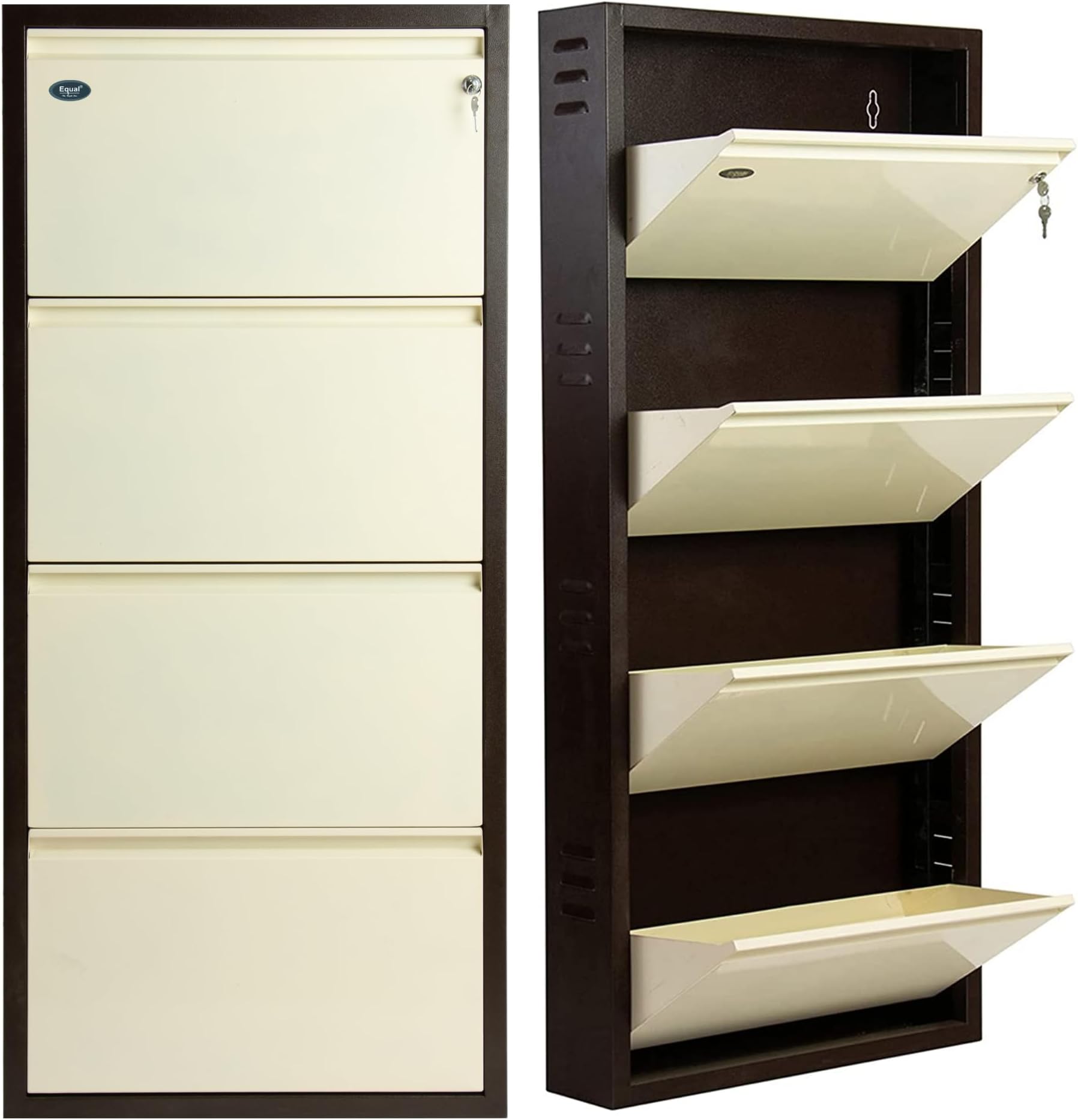 Shoe Locker 25" 4 Door Space Saver Wall Mounted Metal Shoe Rack (Free ...