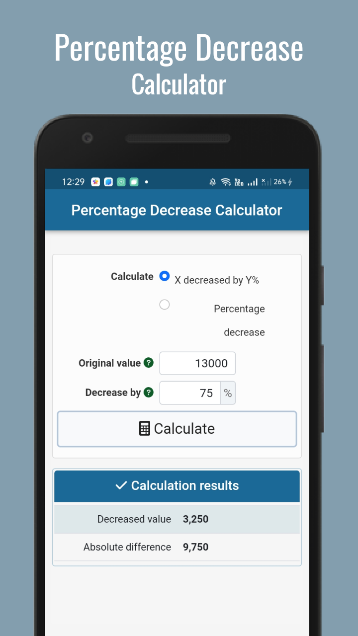 Percentage Decrease Calculator - App on the Amazon Appstore