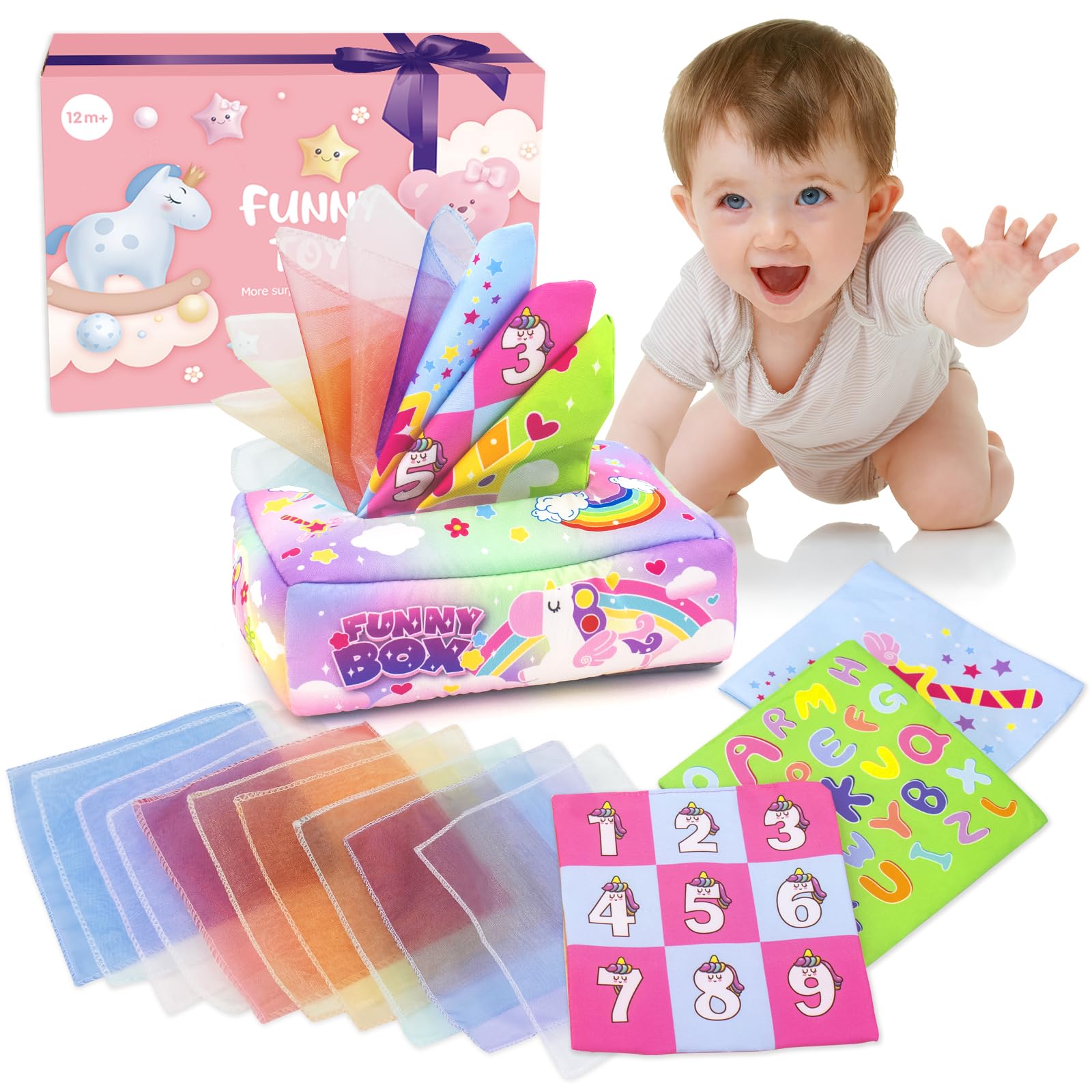 Amazon.com: seveclotree Baby Tissue Box Toy,Baby Toys 12 Months ...