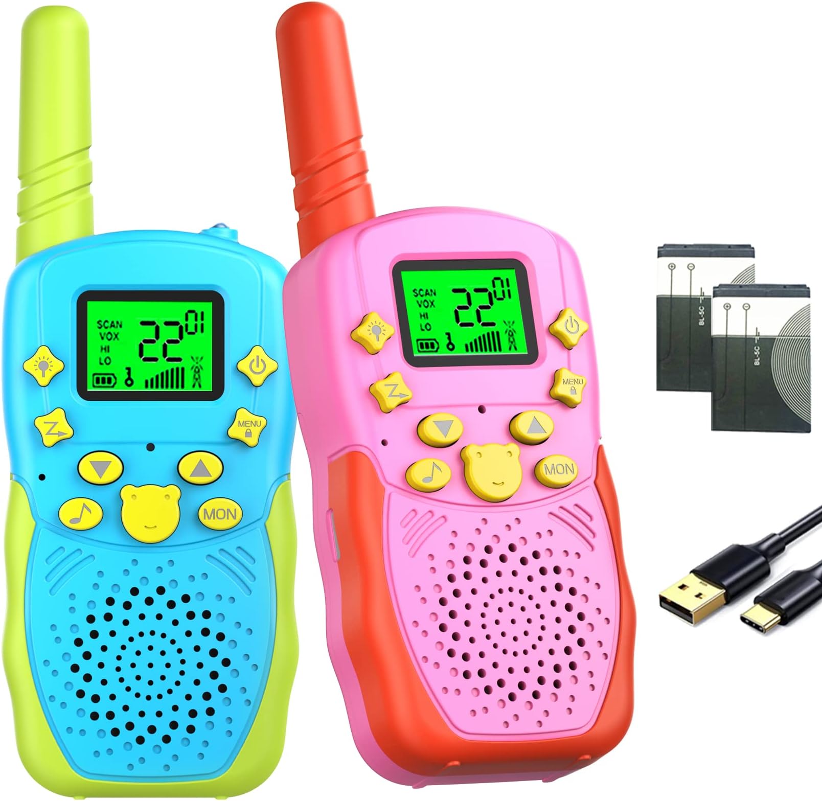 Amazon.com: UECOO Rechargeable Walkie Talkies for Kids 22 Channels 2 ...