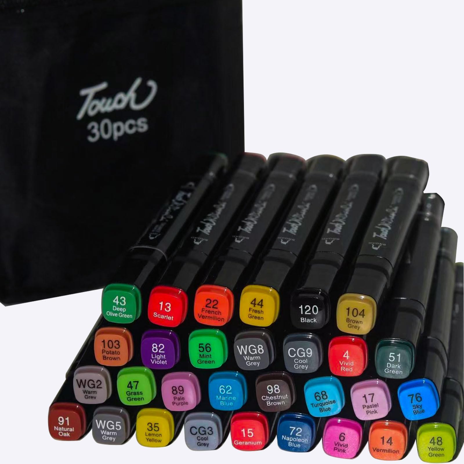 Twiller 30 Colored Marker Pens, Dual Tip Art Alcohol Marker Set ...