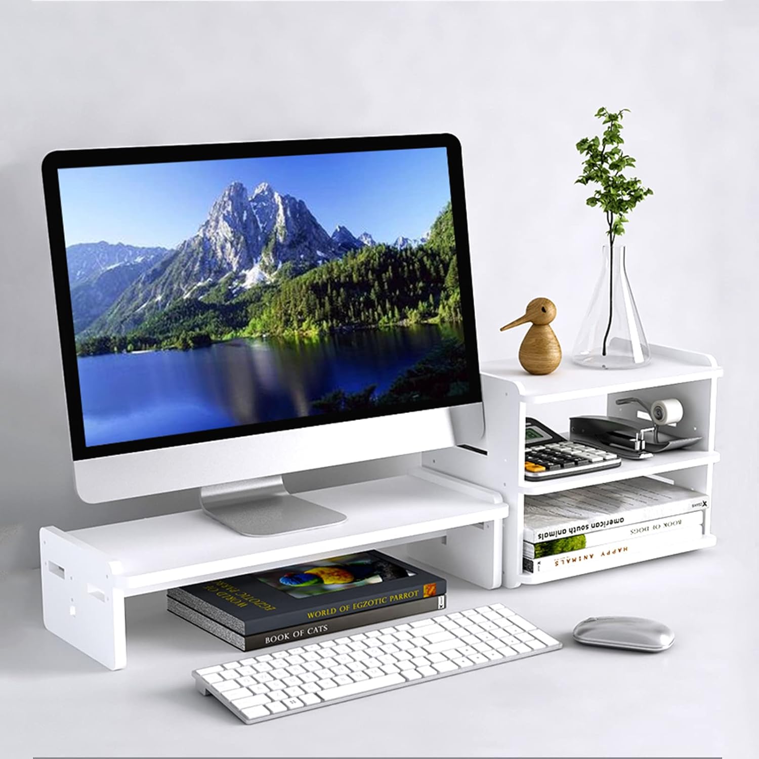 Amazon.com: KUAIYU Monitor Stand,Monitor Riser,White Monitor Stand ...