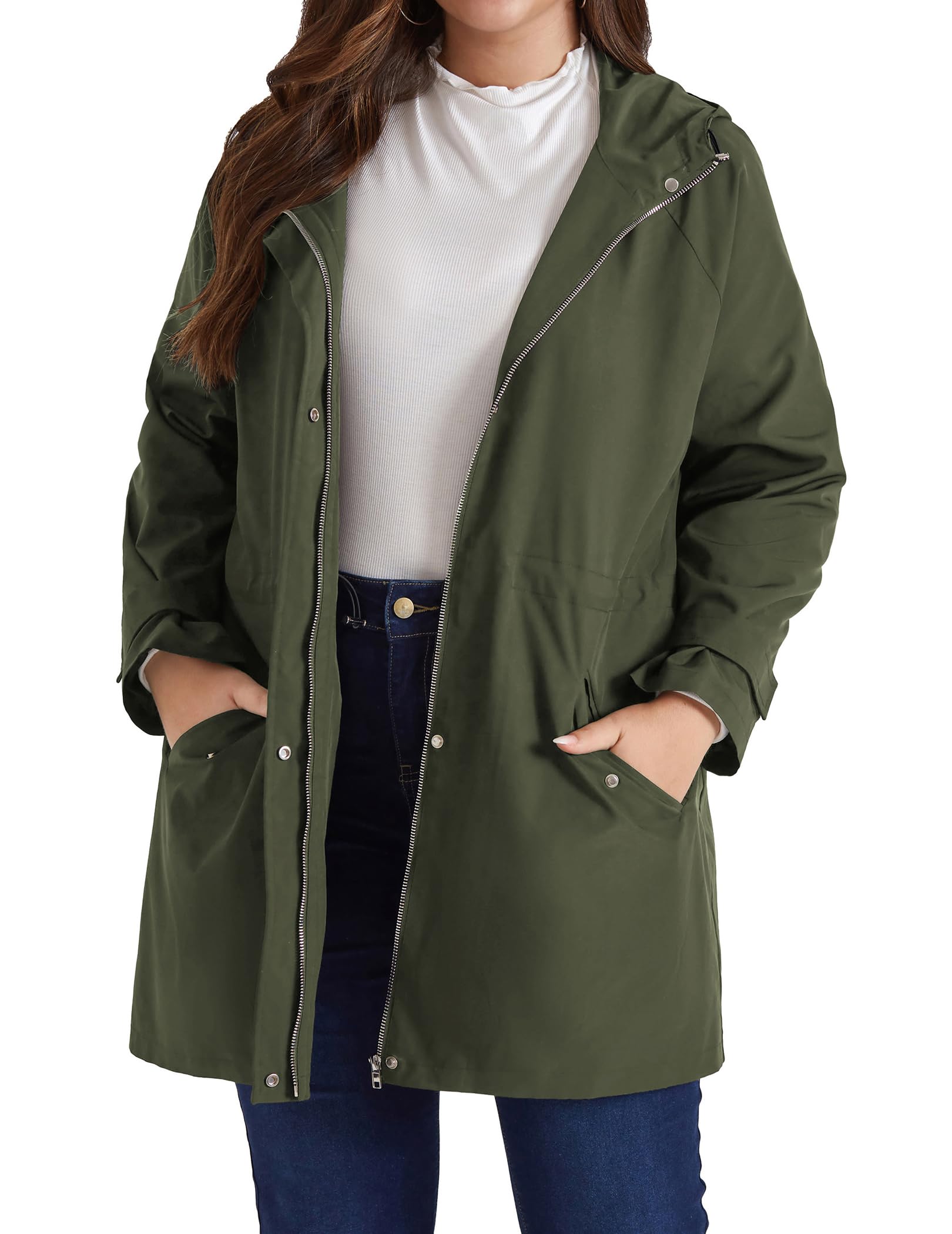 Amazon.com: Hanna Nikole Women's Plus Size Waterproof Raincoat ...