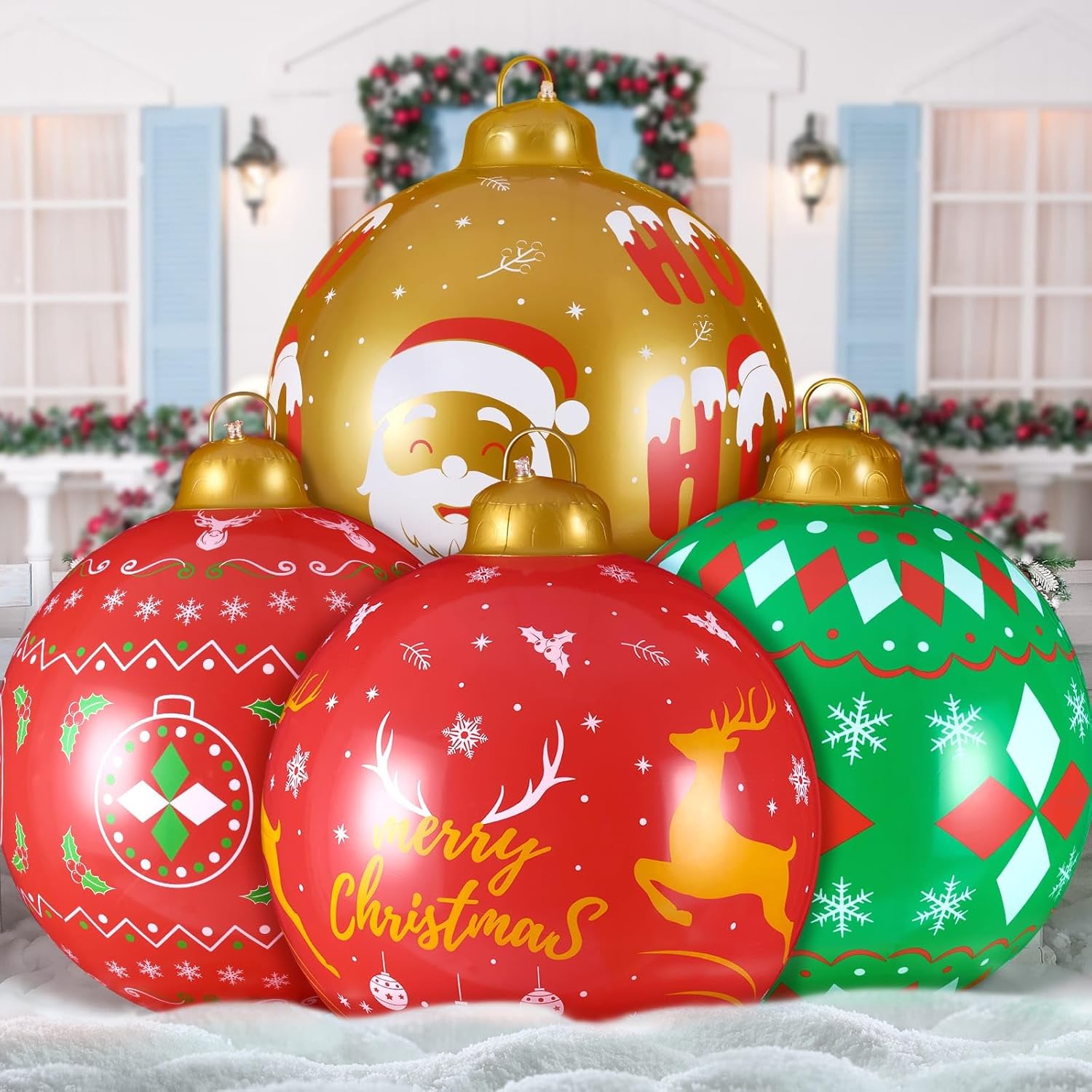 Amazon.com: WERNNSAI 4 Pcs 24" Giant Inflatable Christmas Ball Large ...