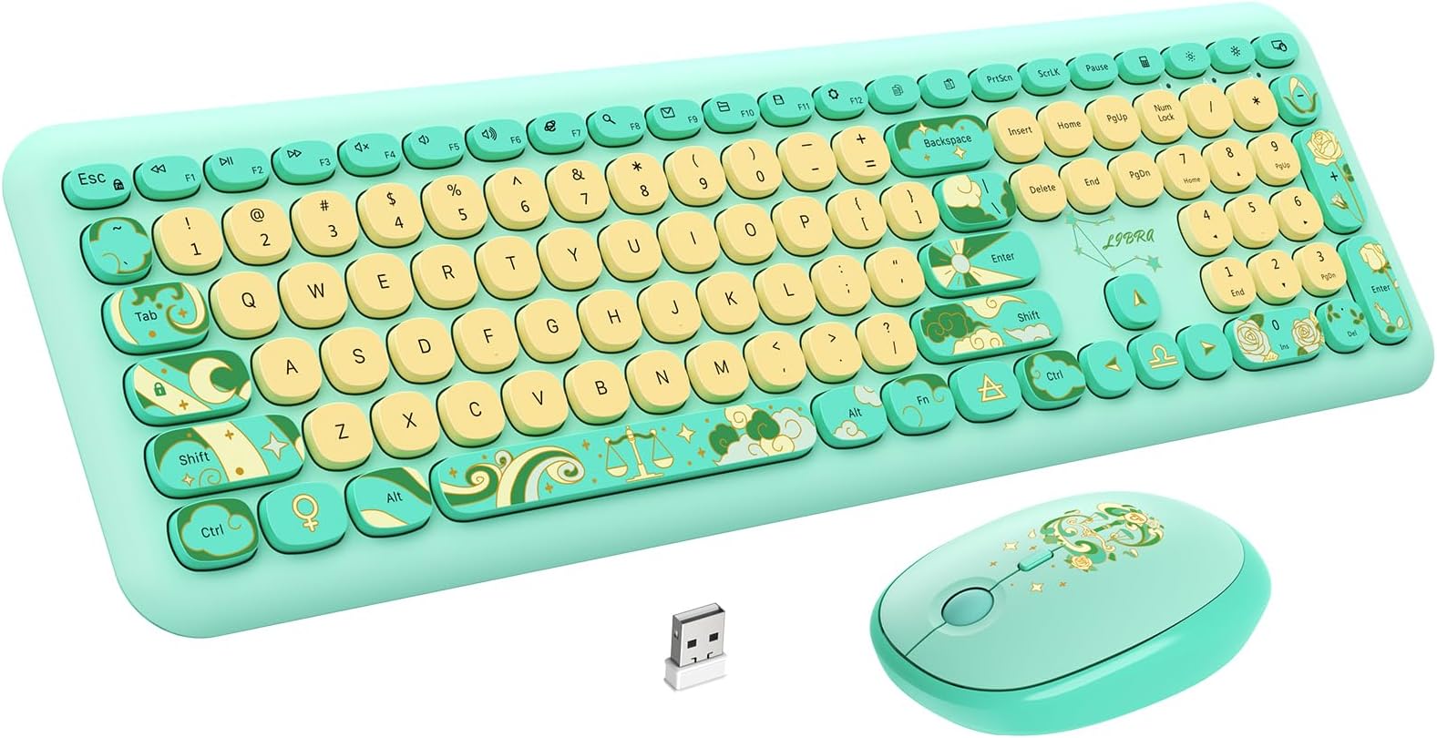 Amazon.com: Wireless Colorful Keyboard and Mouse, seenda 2.4G USB Green ...