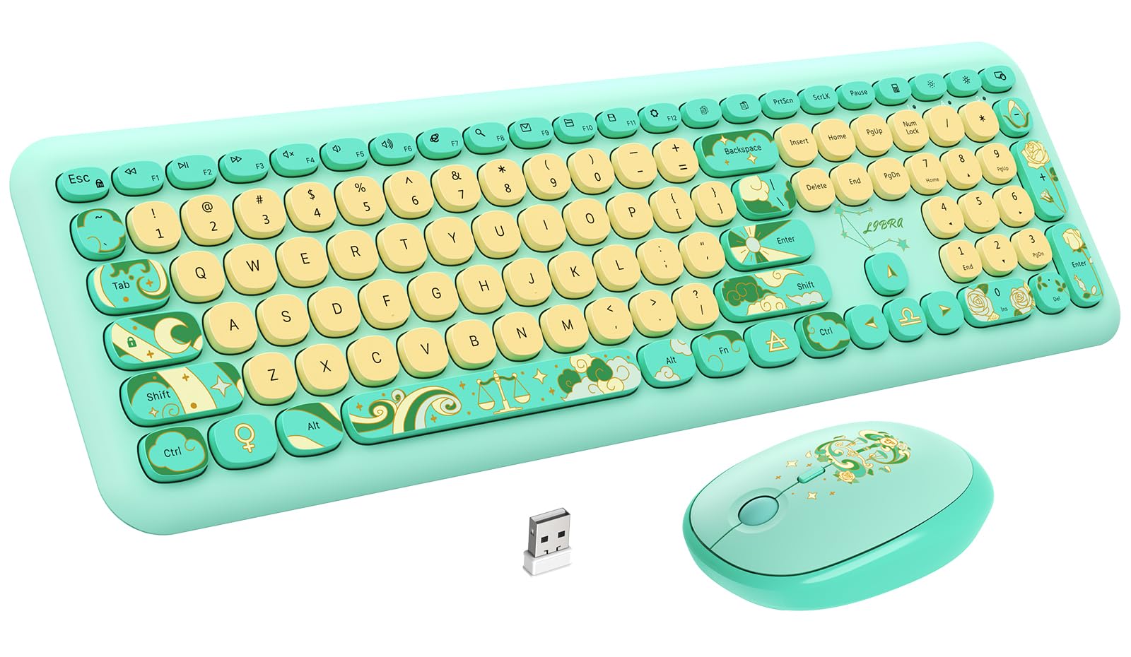 Amazon.com: Wireless Colorful Keyboard and Mouse, seenda 2.4G USB Green ...