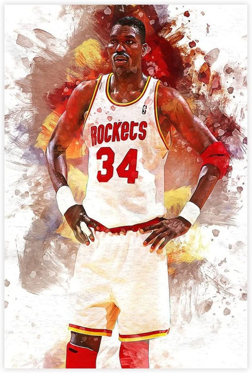Amazon.com: BAOGELI Hakeem Olajuwon Poster Basketball Portrait Art ...