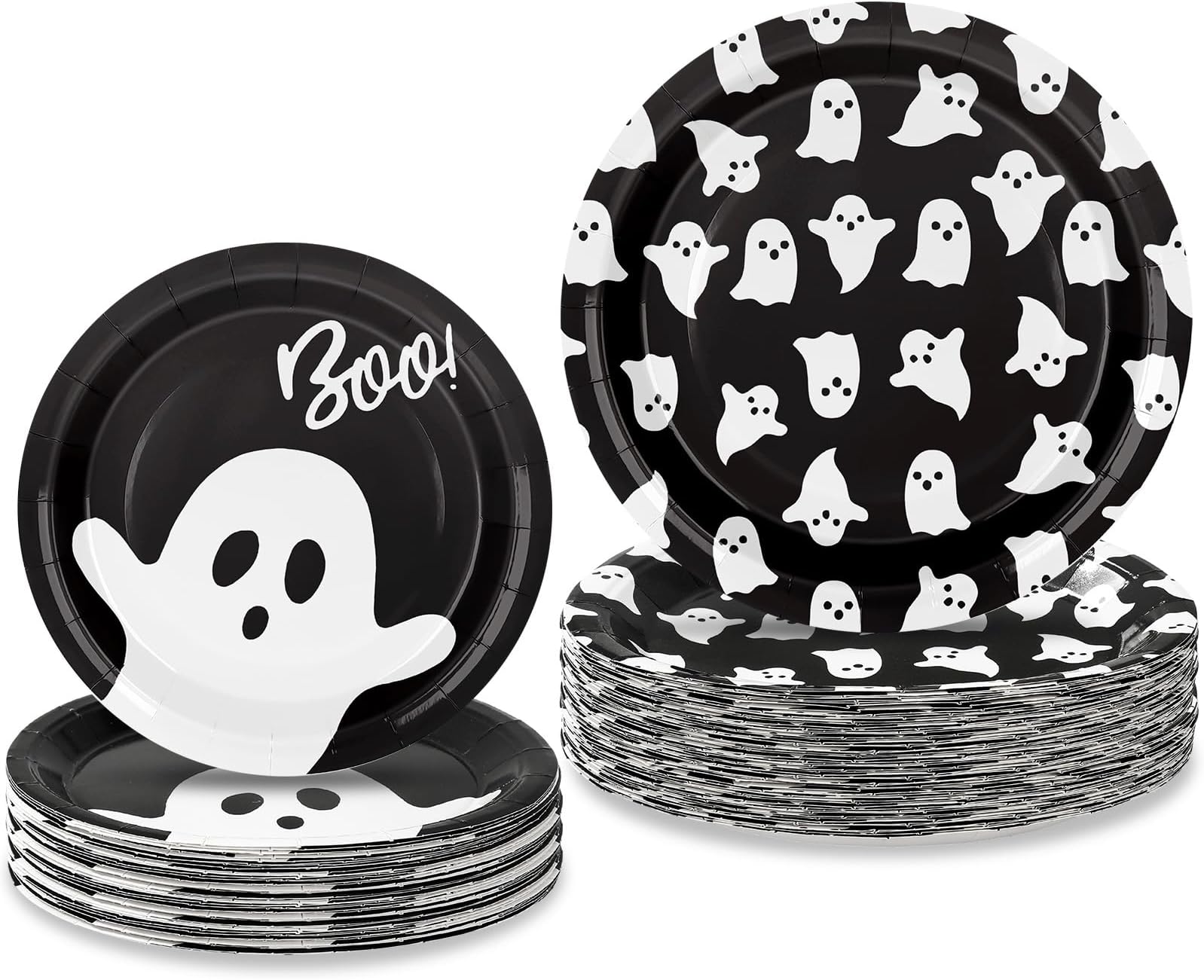Amazon.com: Roshtia 200 Pcs Halloween Paper Plate Ghost Shape ...