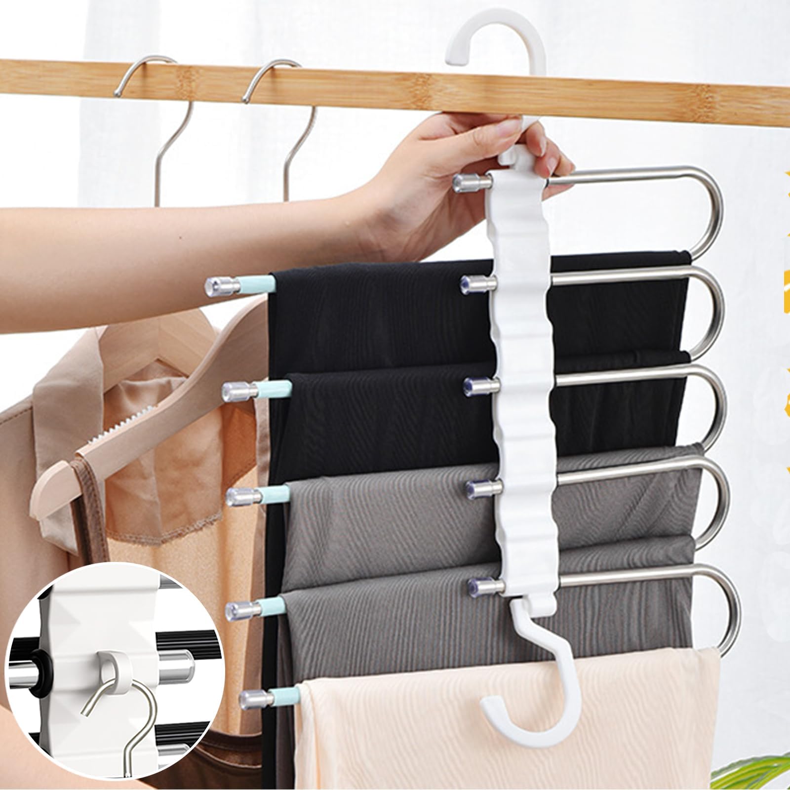 ABENNLY Perchas para Pantalones,Perchas Plegables Antideslizantes para ...