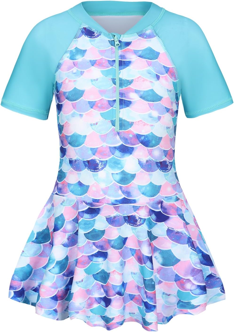 Amazon.com: Qterdiz Girls One Piece Swimsuits Short Sleeve Swim Dress ...
