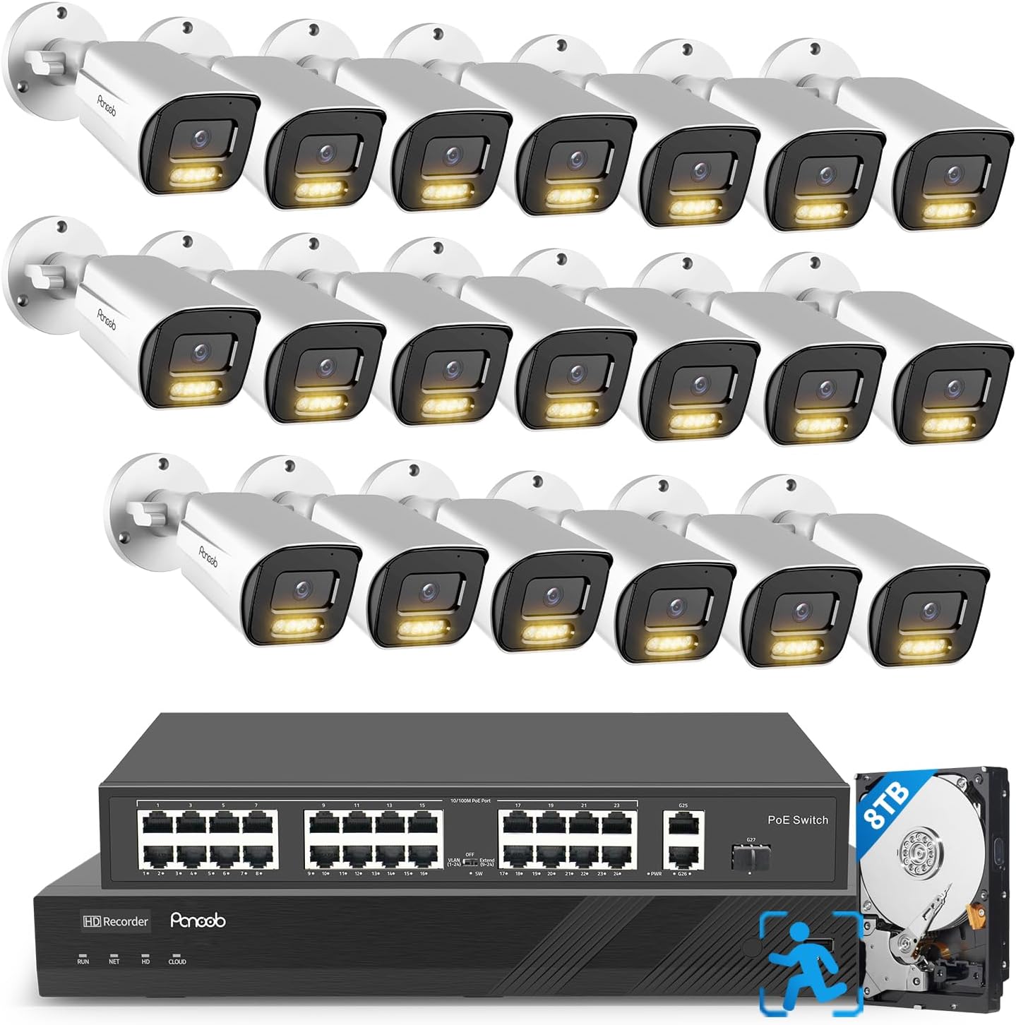 Amazon.com : PANOOB 32 Channel Security Camera System, H.265 20pcs 5MP ...