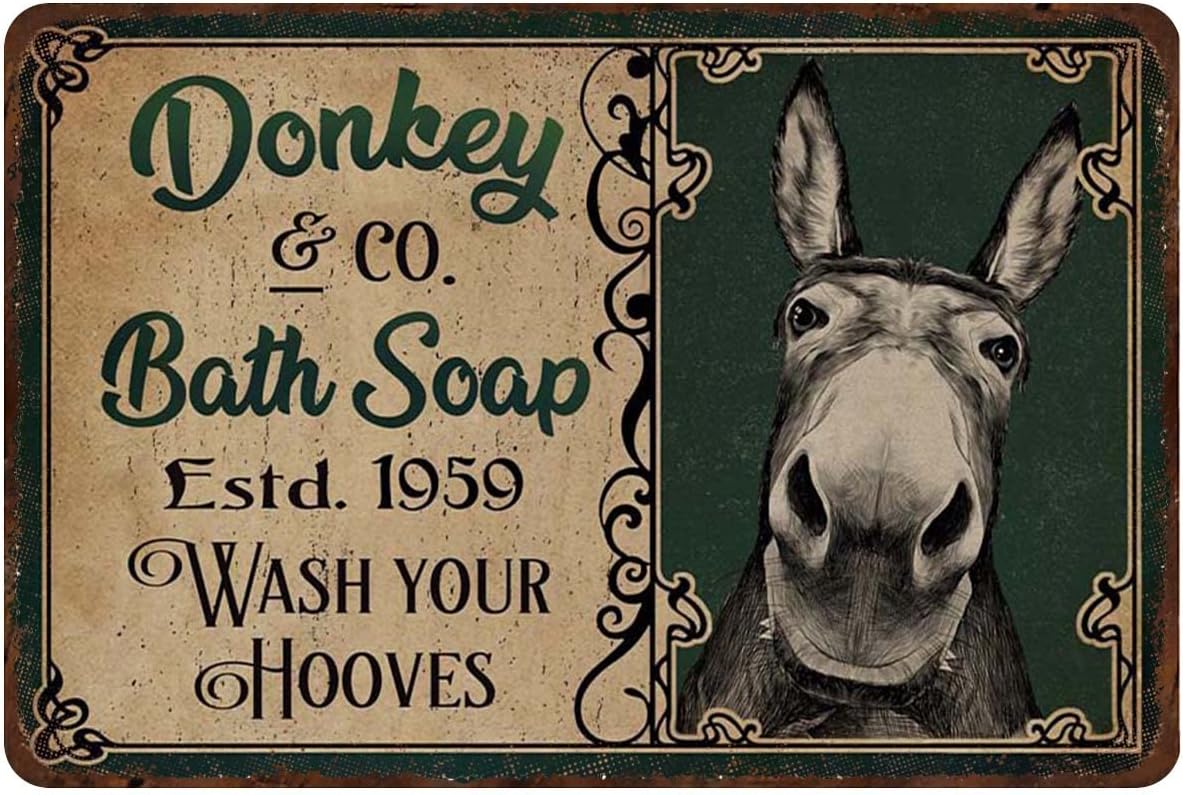 Amazon.com: Rustic Retro Metal Tin Sign Donkey Co Bath Soap Bathroom ...