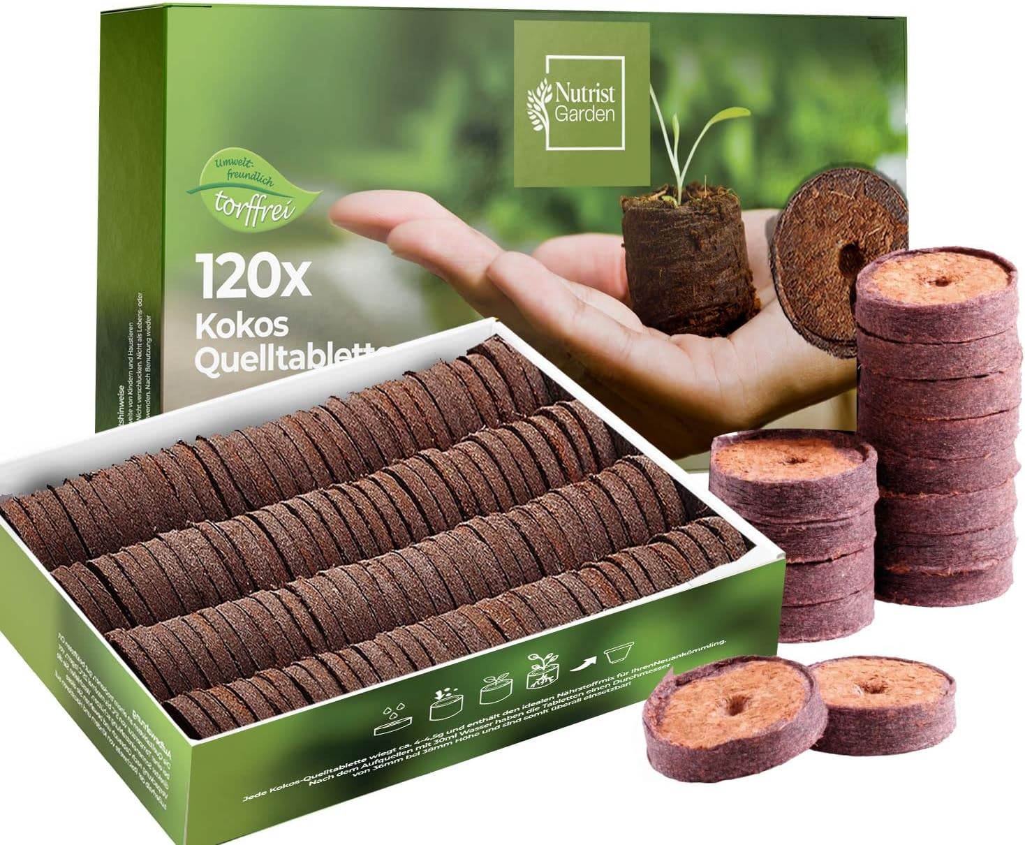 nutrist® Garden Coconut Swelling Tablets 120 x Premium Source Tabs with ...