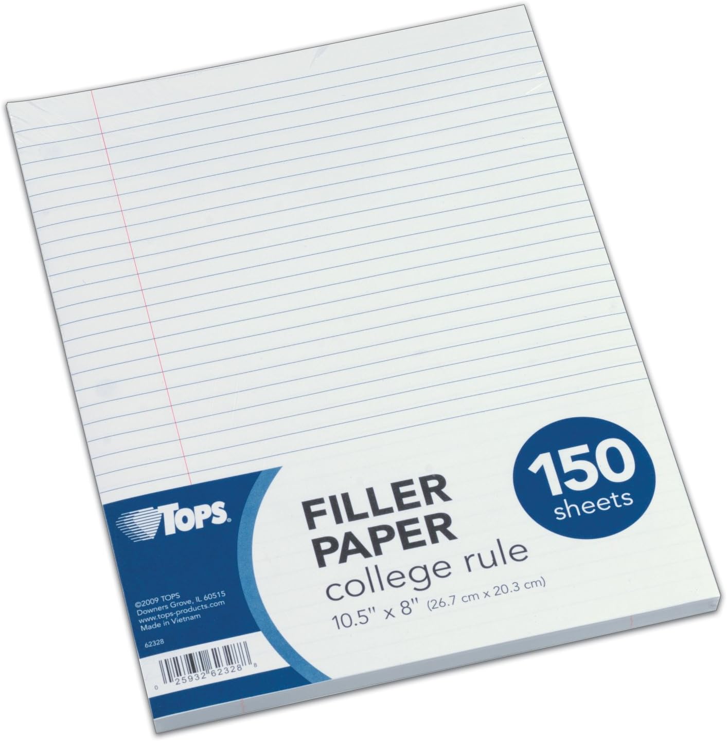 Amazon.com : TOPS Filler Paper, College Rule, 10.5 x 8 Inches, 3-Hole ...