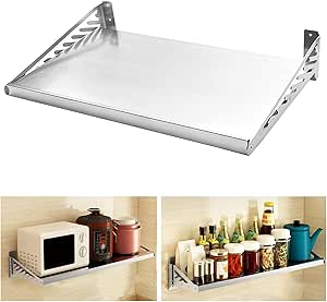 Wall-Mounted Microwave Shelf Stainless Steel Kitchen nizer Removable ...