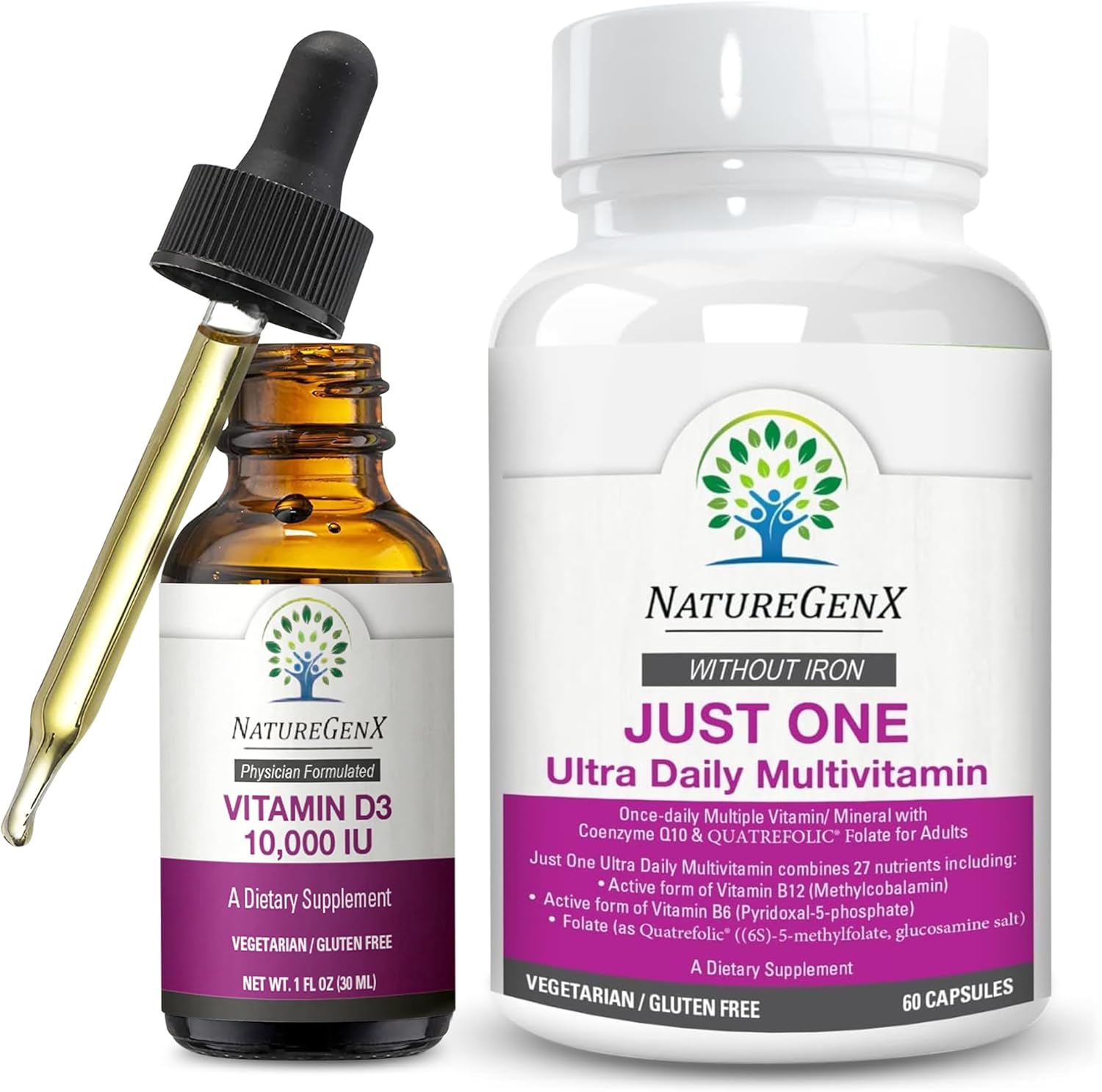 Amazon.com: NatureGenX Methylated Multivitamin & Liquid Vitamin D3 ...
