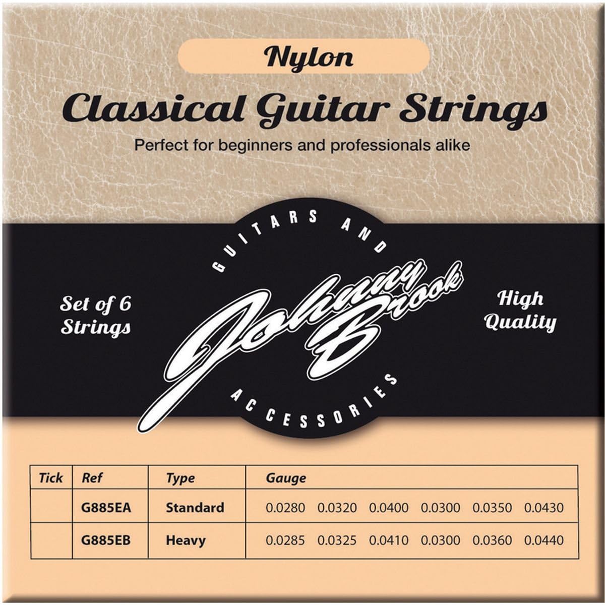 Johnny Brook Set Of 6 Nylon Classical Guitar Strings (Standard Gauge ...