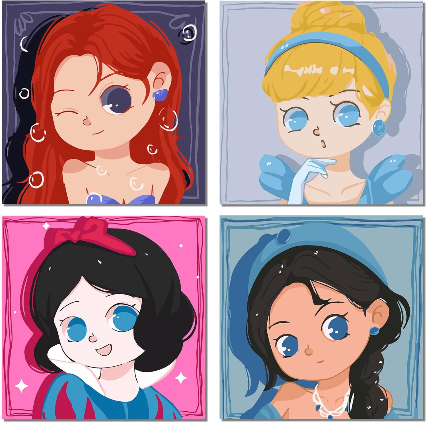 Amazon.com: xackcme 4 Pack Princess Paint by Number for Kids-Cartoon ...