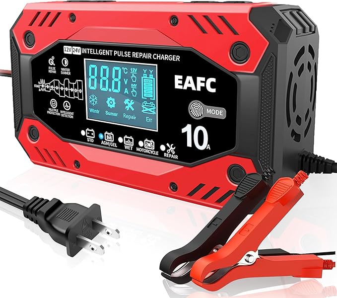 Amazon.com: Battery Charger 10-Amp 12V and 24V Fully-Automatic Smart ...
