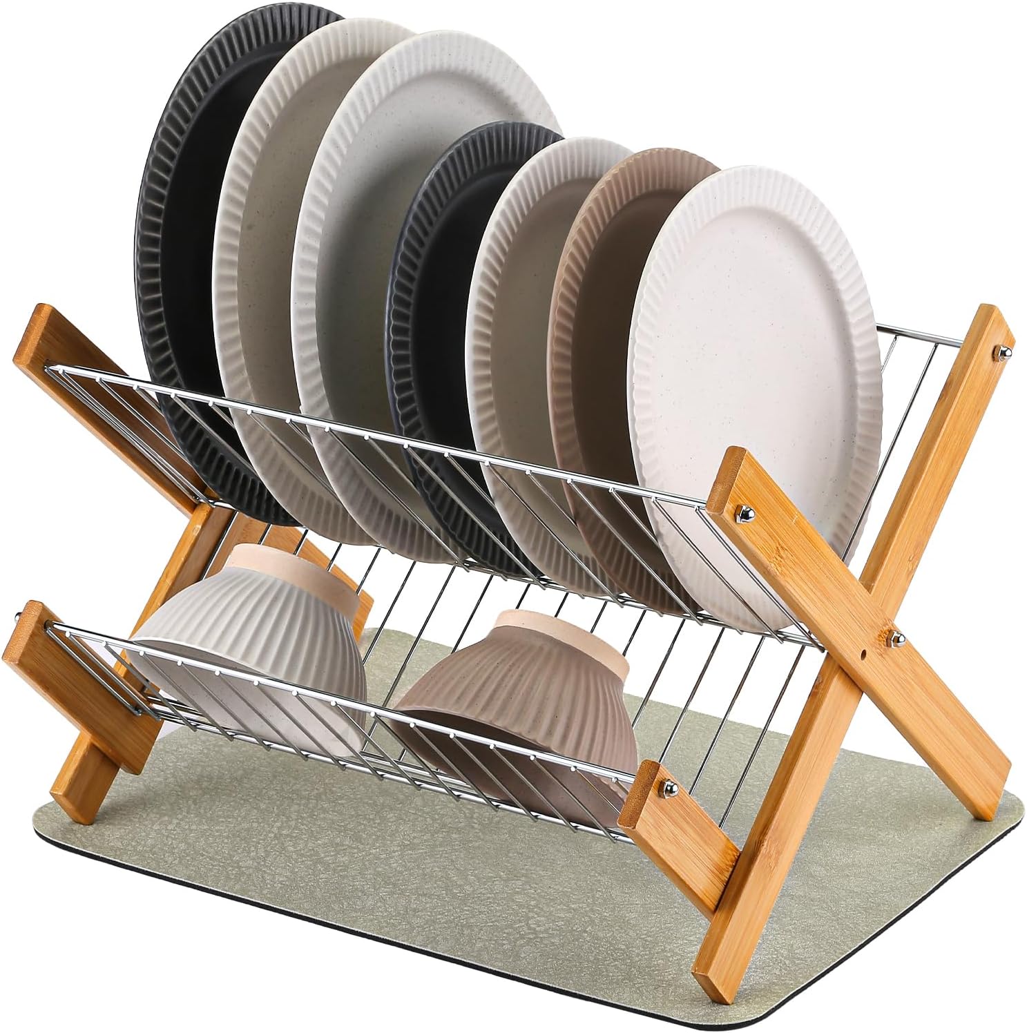 Amazon.com: BUVLIVU Dish Drying Rack Bamboo -Foldable Dish Drying Rack ...