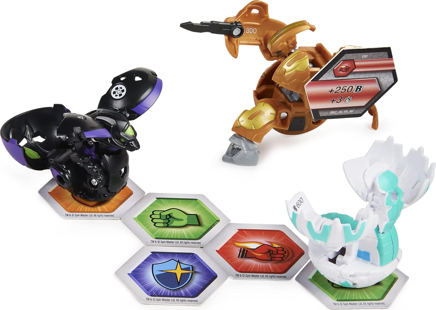 BAKUGAN Geogan Rising CYNDEOUS GOLD Starter Pack 3 Pack Collectible ...
