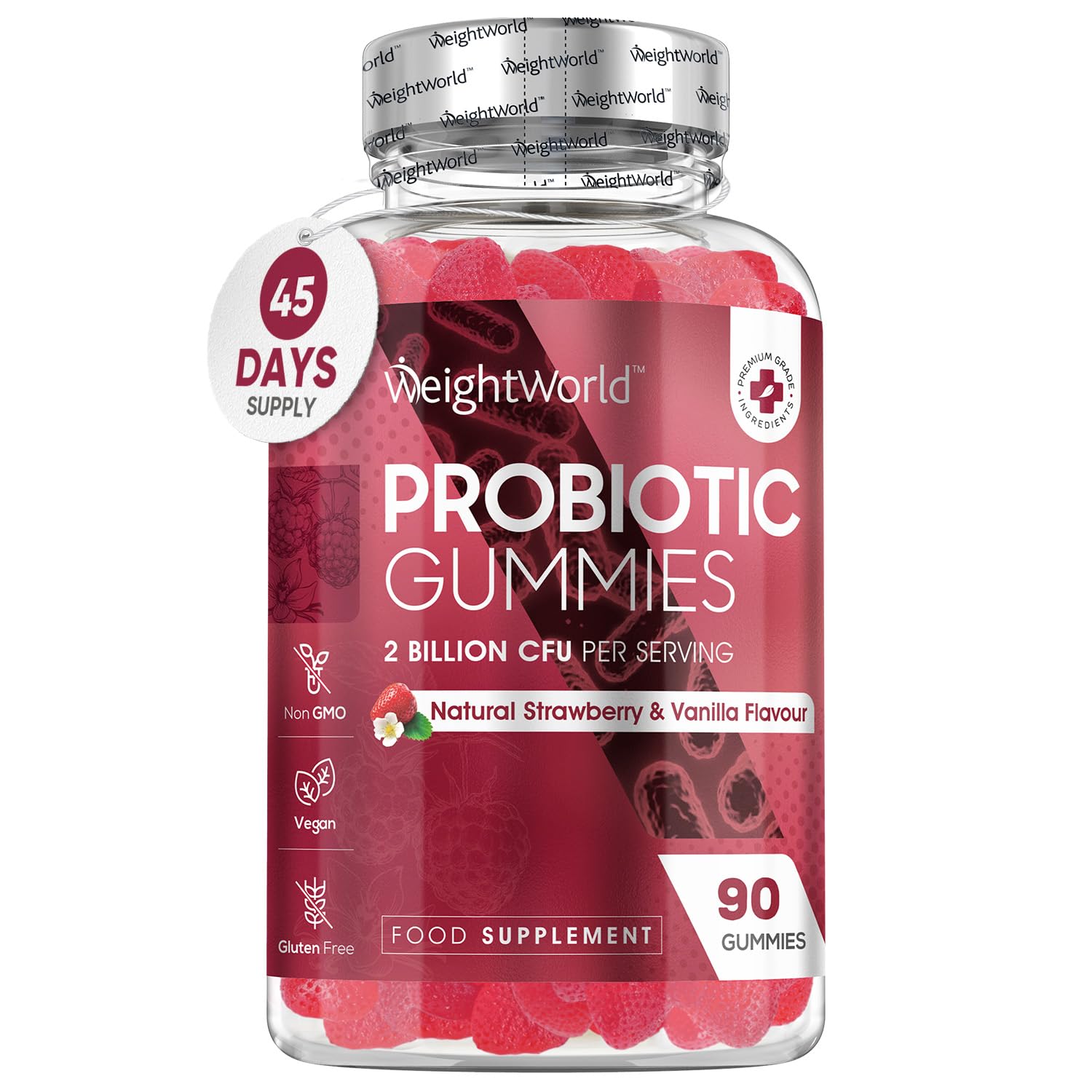 Vegan Probiotic Gummies with Prebiotic - 45 Days (90 Low Sugar Gummies ...