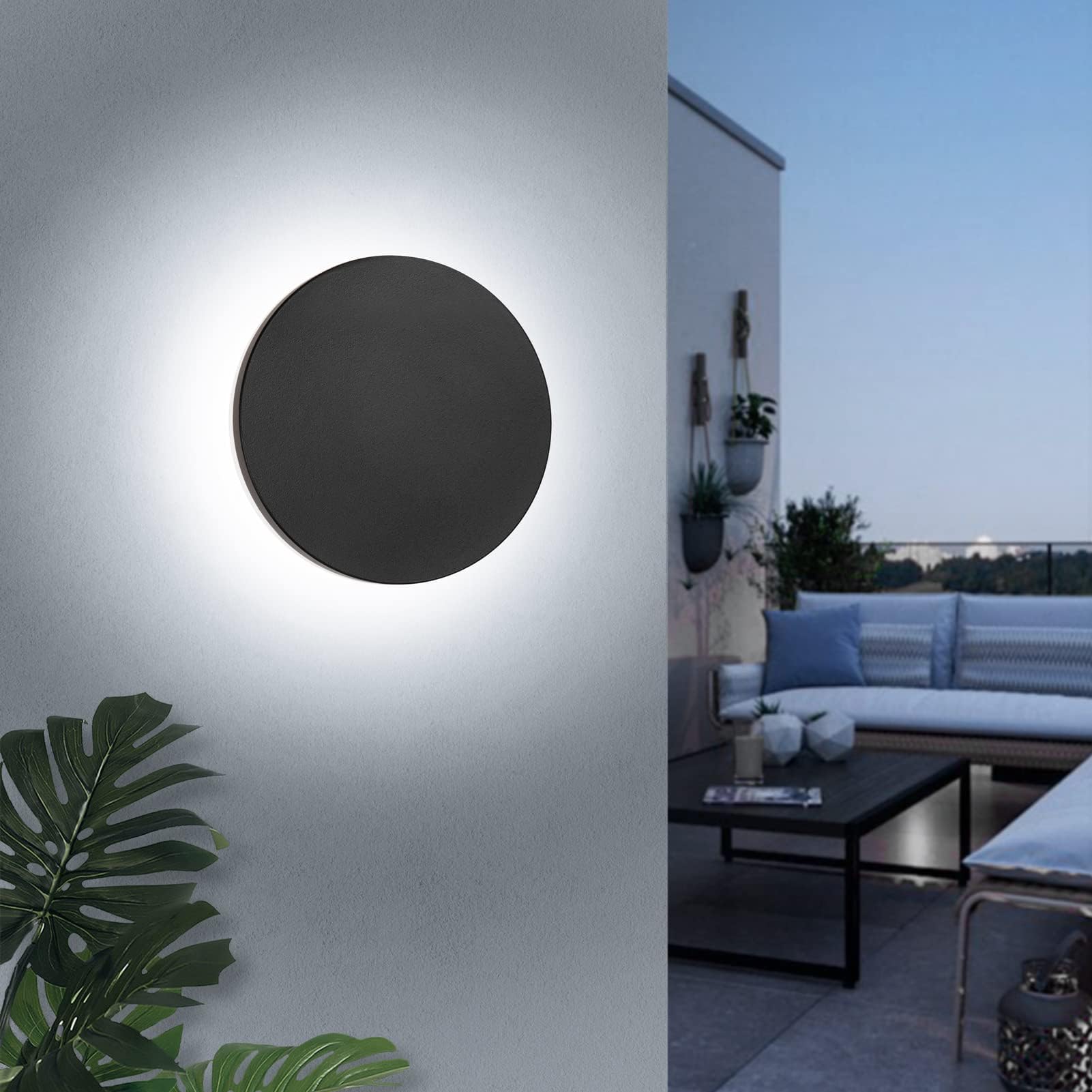 JSXing Aplique de pared LED Eclipse, Lámpara de Pared para Exterior y ...