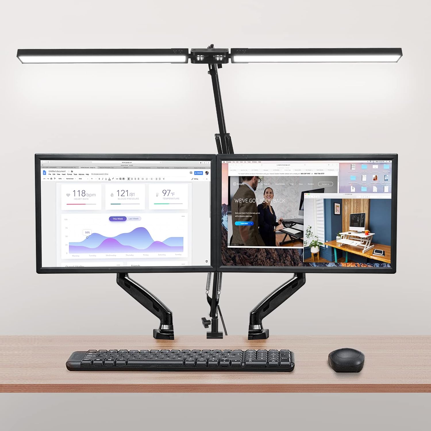 Amazon.com: LED Desk Lamp, 24W Brightest Double Head LED Desk Lamp for ...