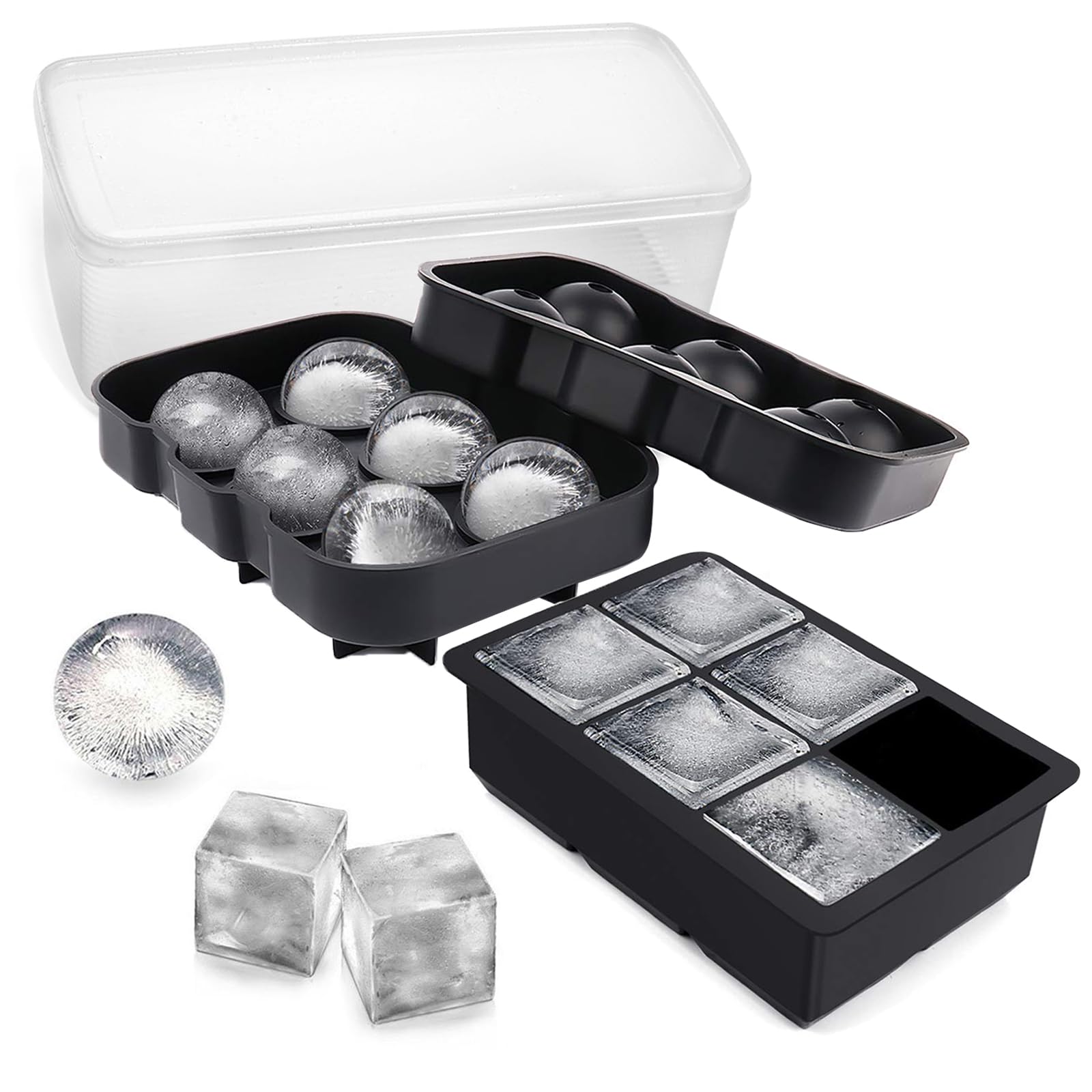 Amazon.com: Large Ice Cube Tray, 2 Pack Silicone Big Ice Cube Molds Set ...