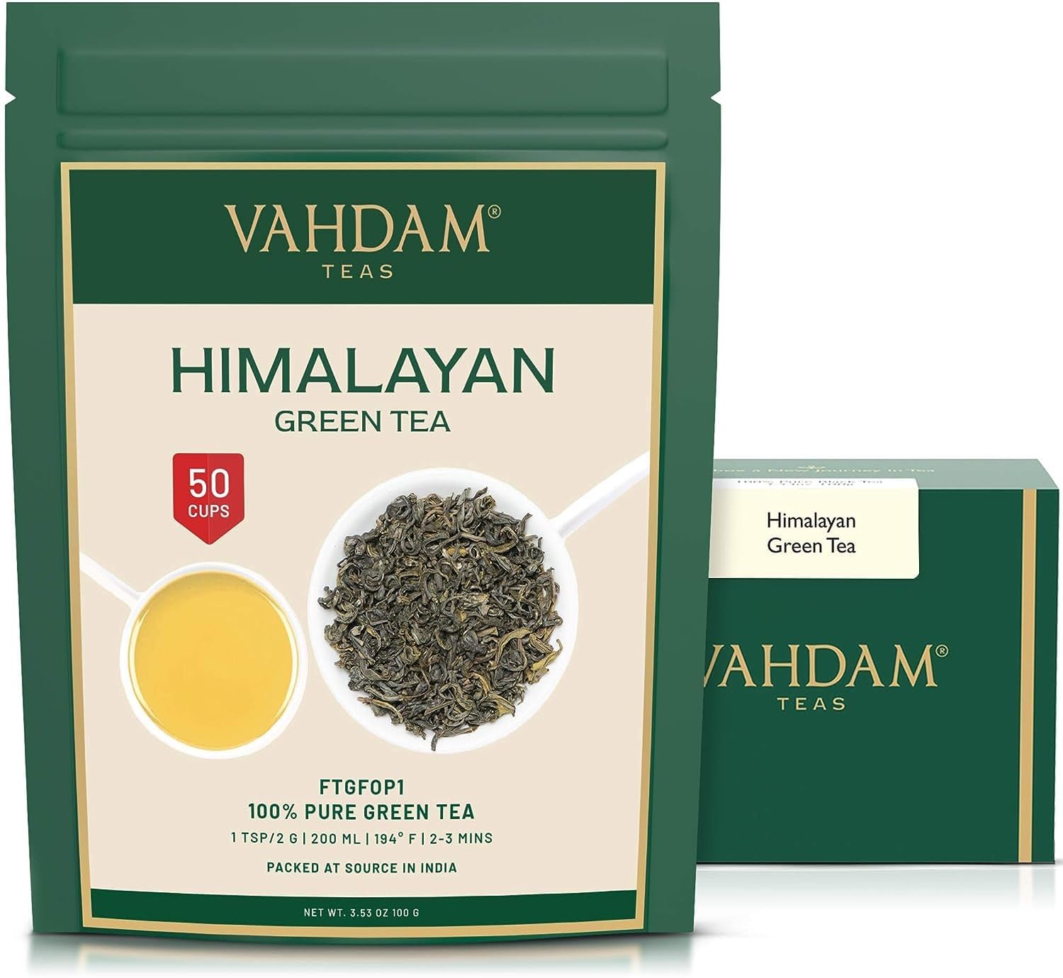 VAHDAM, Himalayan Green Tea Leaves (50+ Cups, 3.53 Oz) Non GMO, Gluten ...