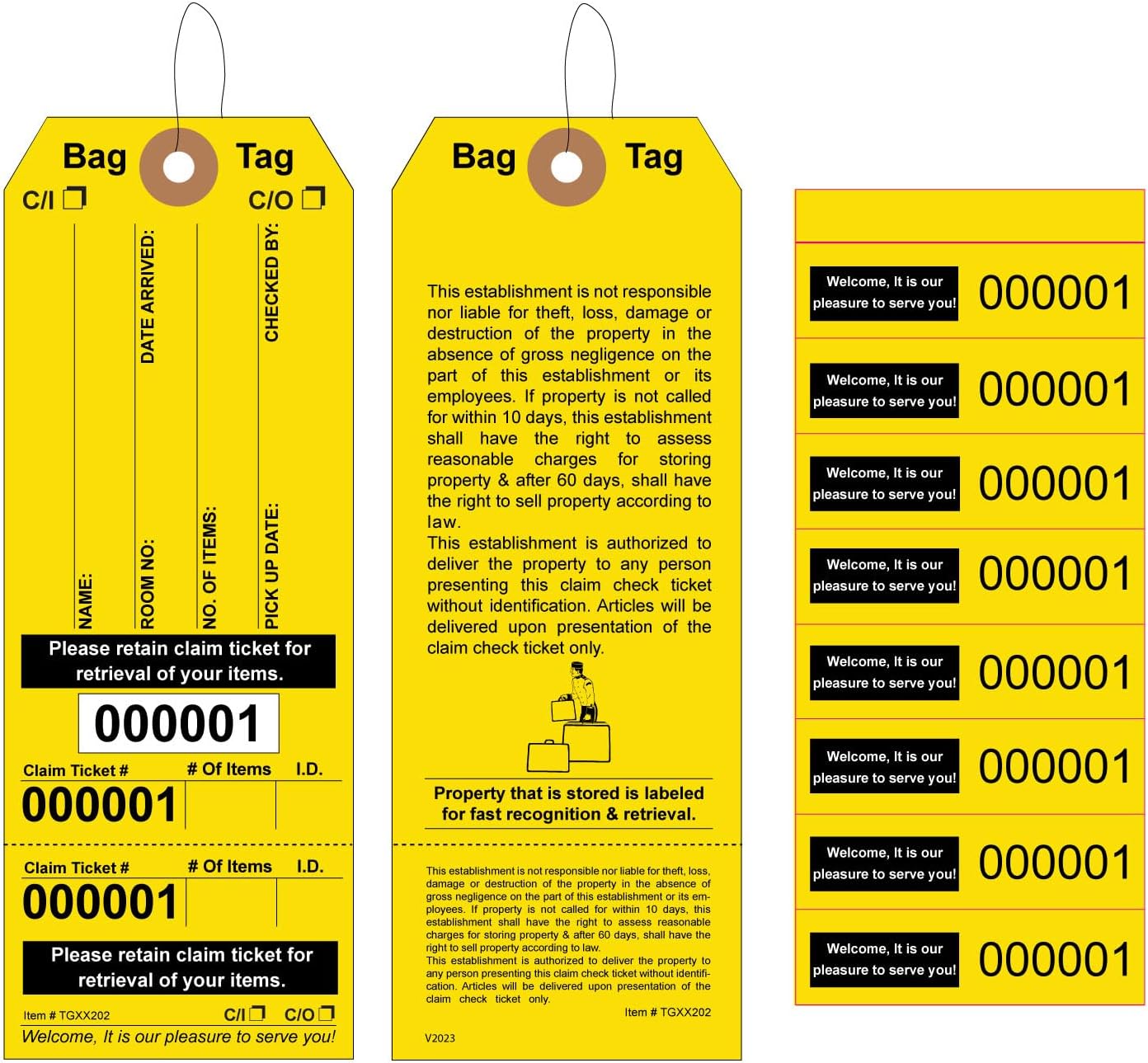 Amazon.com : 1000 Luggage Claim Tags with String Attached ...