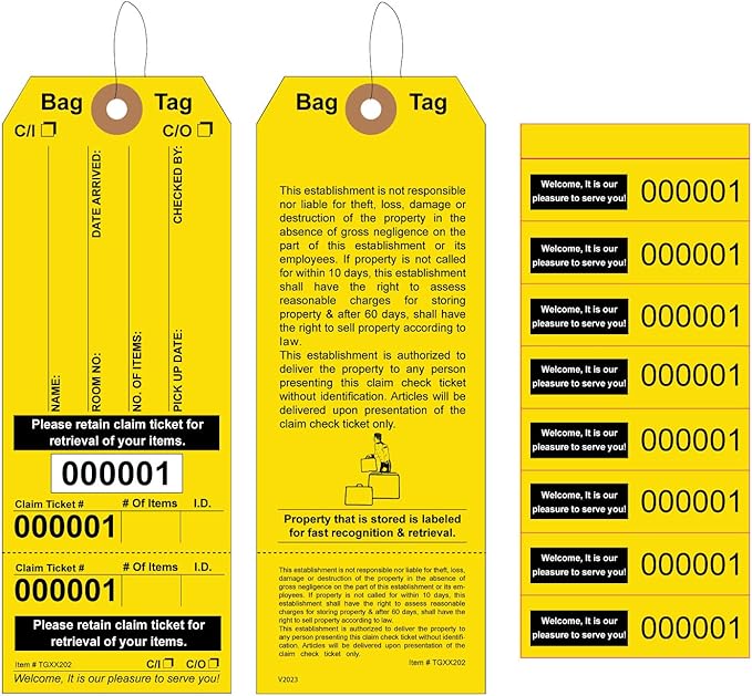 Amazon.com : 1000 Luggage Claim Tags with String Attached ...