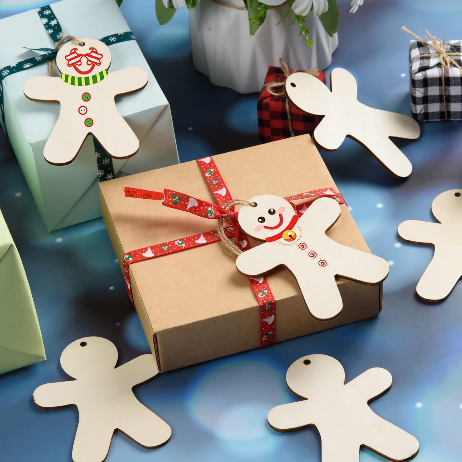 Snapklik.com : 36 Pcs Wooden Gingerbread Man Ornaments Unfinished Wood ...
