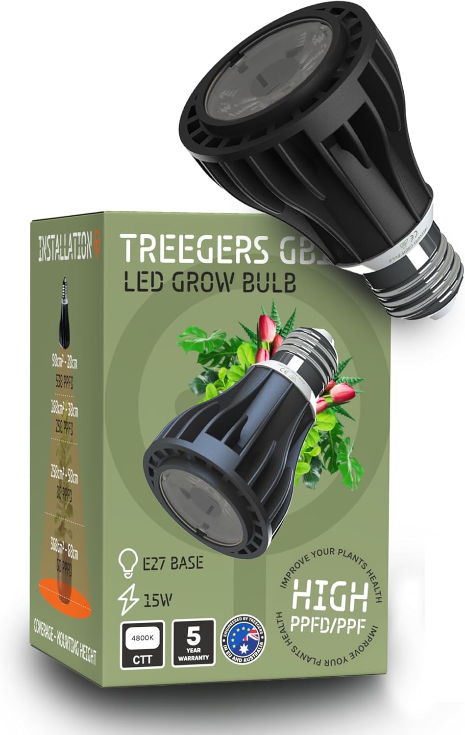 15w LED Grow Light Bulb - 15Watt, E27 Grow Light for Plants, Full ...