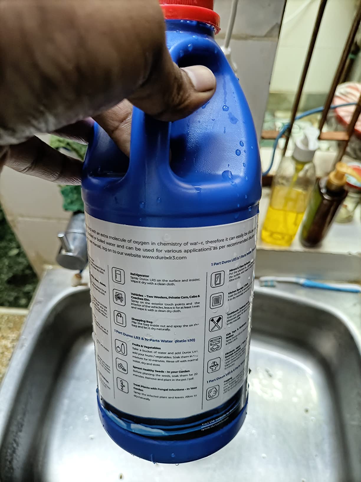 Durox LR3 - Ultra Pure Hydrogen Peroxide 3% (Food Grade)- 1+1 Liter (Combo Pack of 2) : Amazon ...