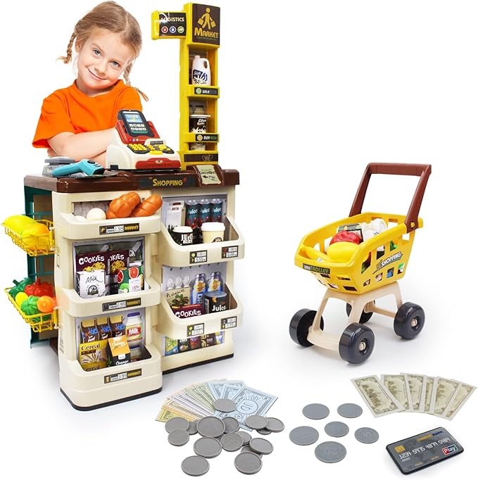 Amazon.com: deAO Kids Supermarket Set Role Play Superstore Shop Toys ...