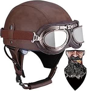 Amazon.com: Motorcycle Helmets Motorcycle Vintage German Leather Half ...