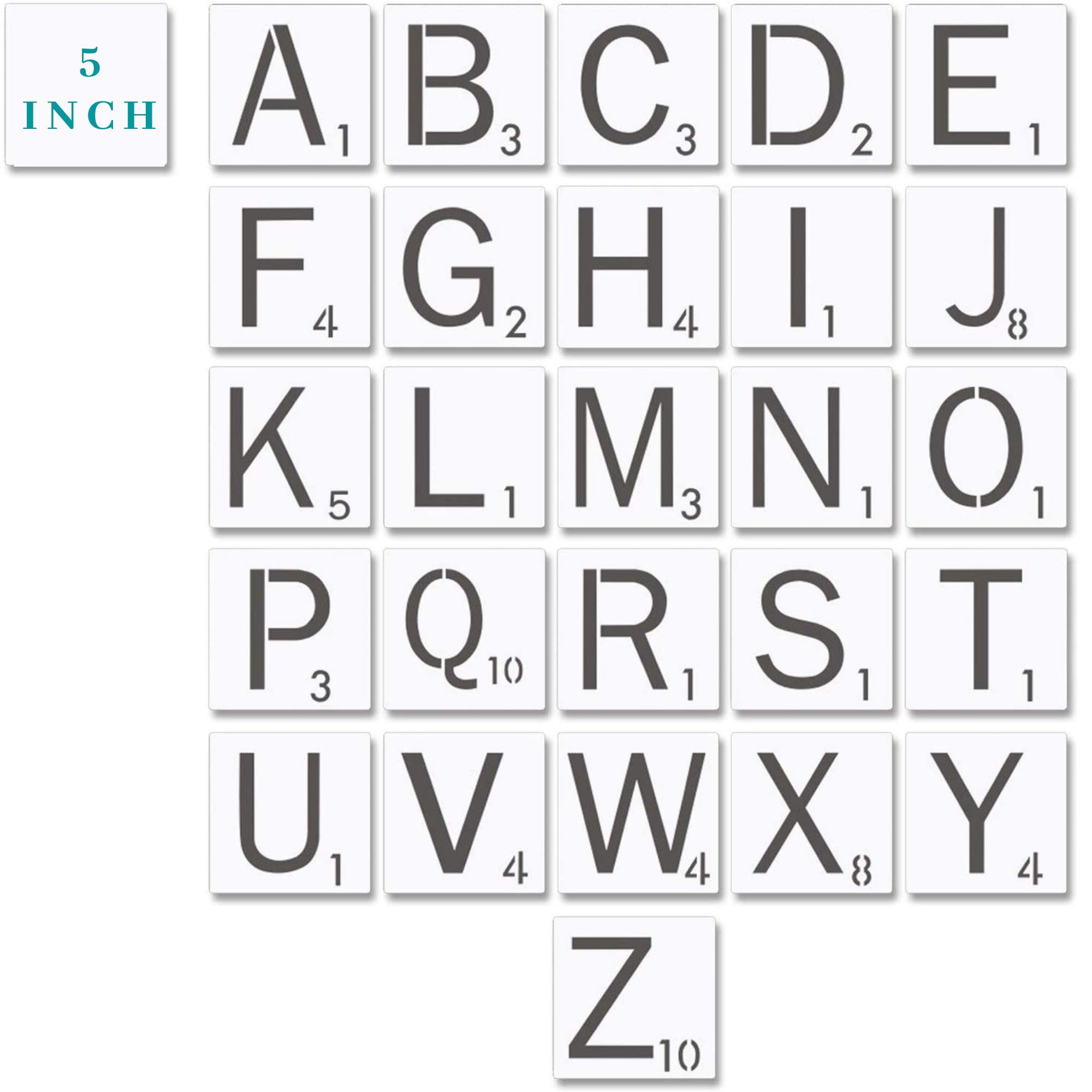 Buy Scrabble Style Stencil Alphabet Large Letter Stencils - 5 Inch 18 ...