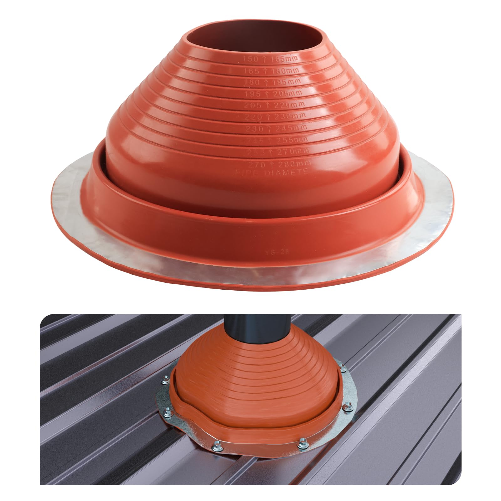 Benfar 1 Pack #7 High Temp Roof Pipe Boot for Pipe OD 6" to 11 ...