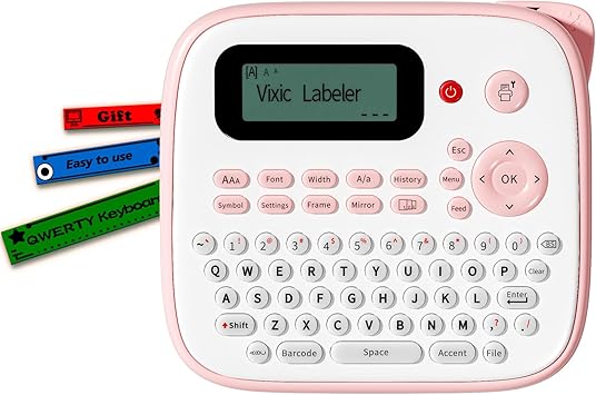 Pink Label Maker Machine with Tape, Handheld Vixic D210S Label Printer ...