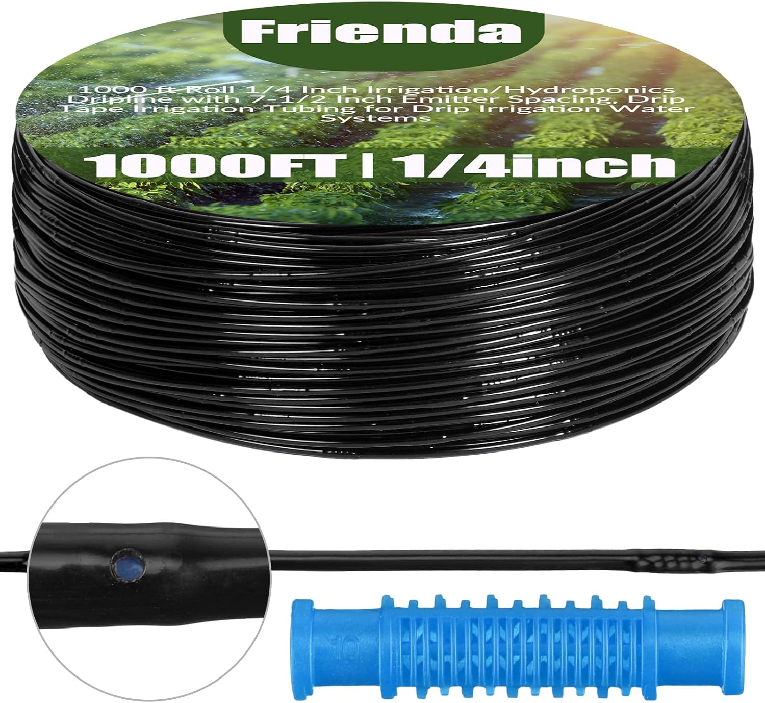 Amazon.com: Frienda 1000 ft Roll 1/4 Inch Irrigation Hydroponics Drip ...