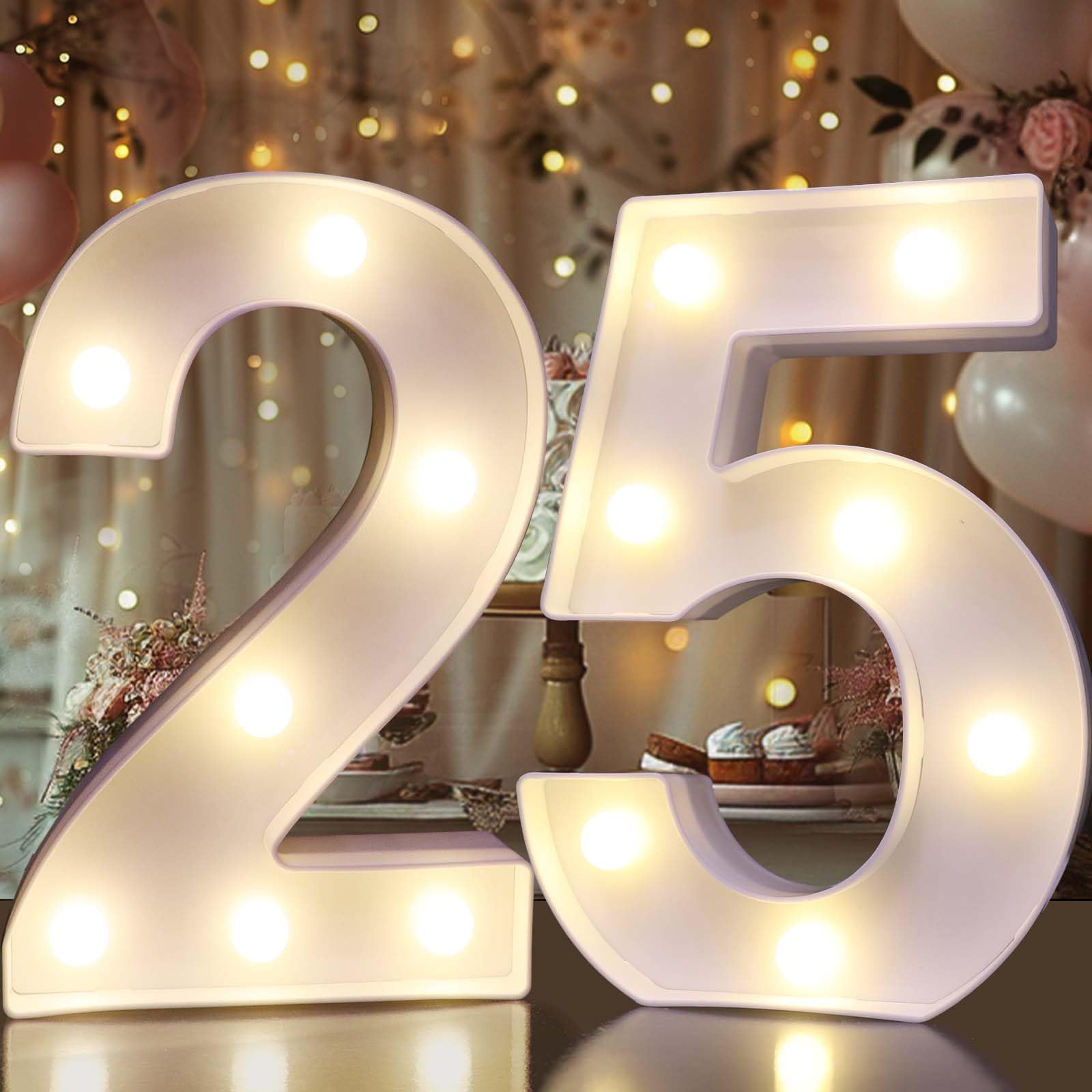 Pooqla Decorative Led Light Up Number Letters, White Plastic Marquee ...