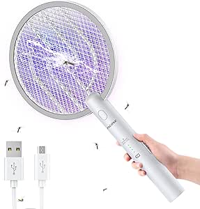 Amazon.com : PALONE Electric Fly Swatter 4000V Bug Zapper Racket 2 in 1 Fly Swatter with 1200mAh ...